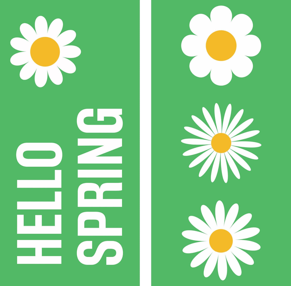 Hello Spring - White Daisy with Green Background Double Vinyl Banner ...