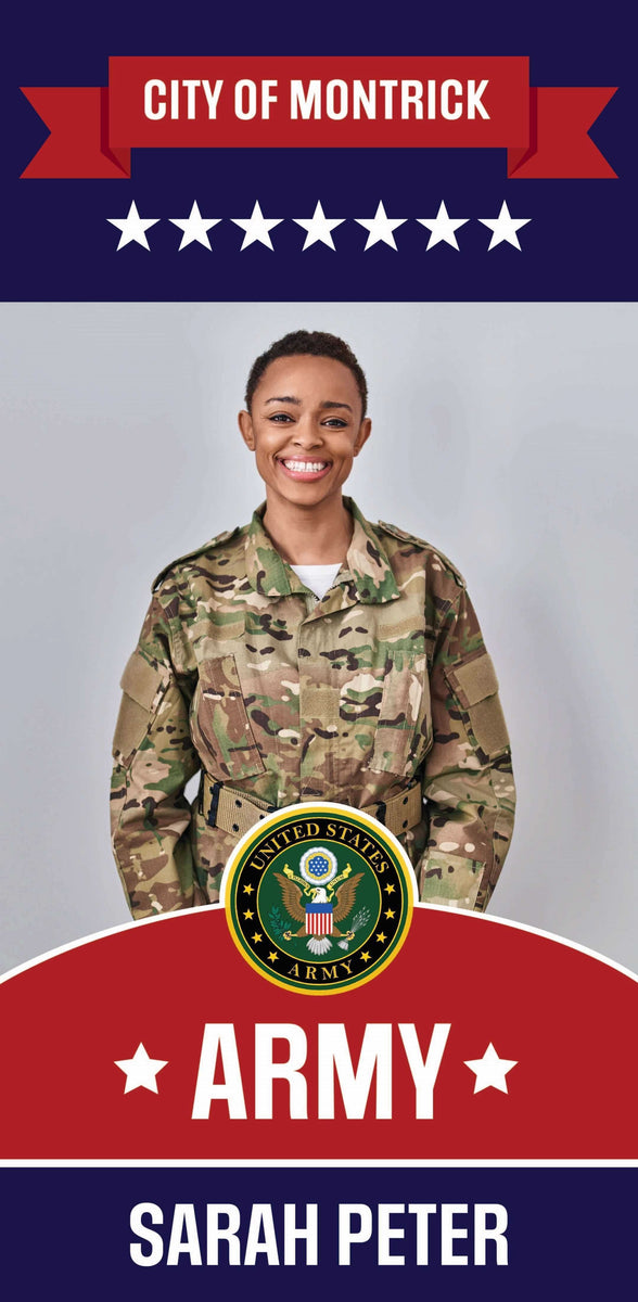 Military Banner - Army Blue and Red Background Single Vinyl Banner ...
