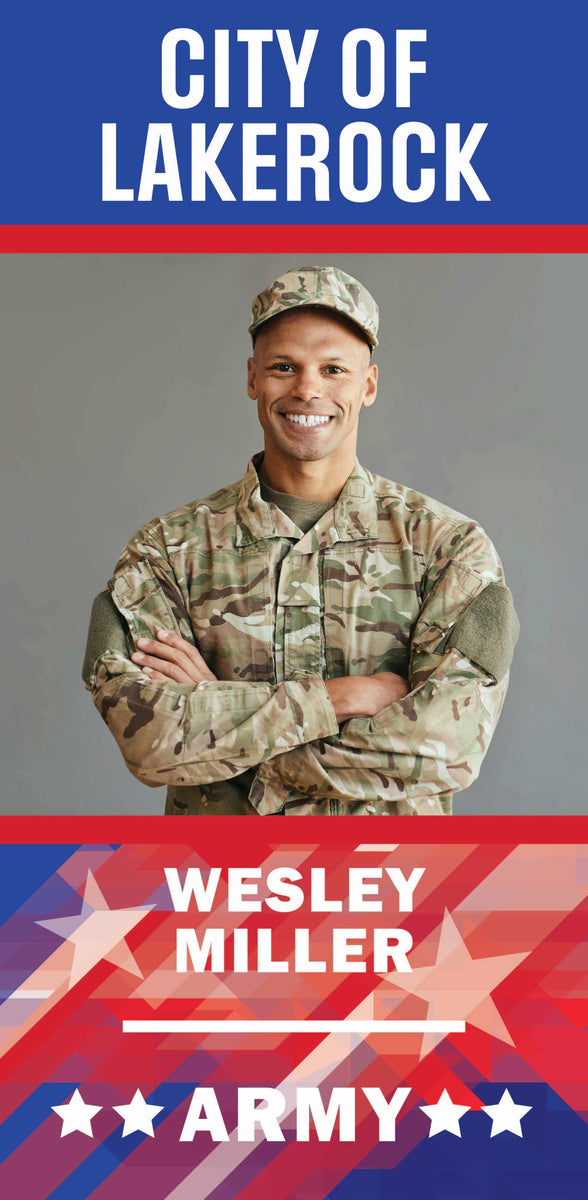 Military Banner - Army Red White Blue Background Single Vinyl Banner ...