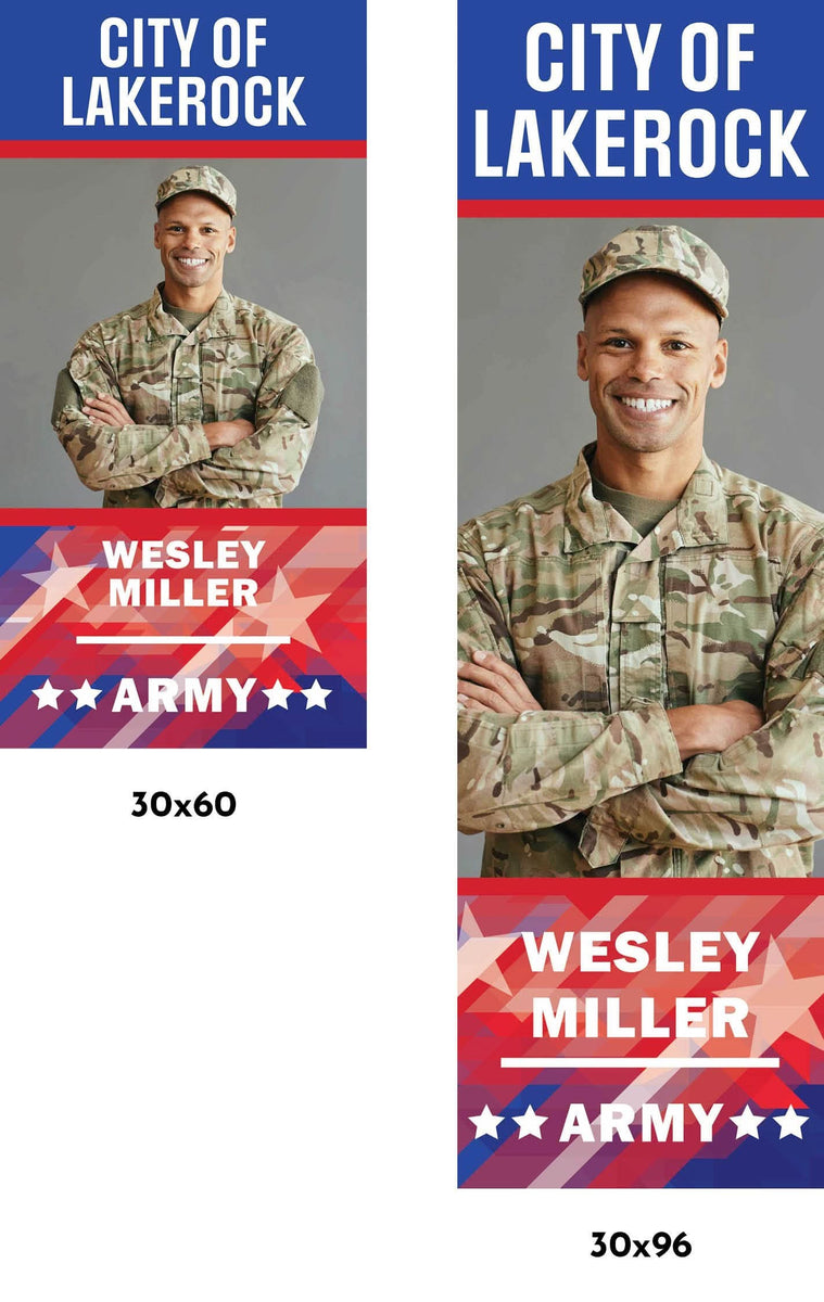 Military Banner - Army Red White Blue Background Single Vinyl Banner ...