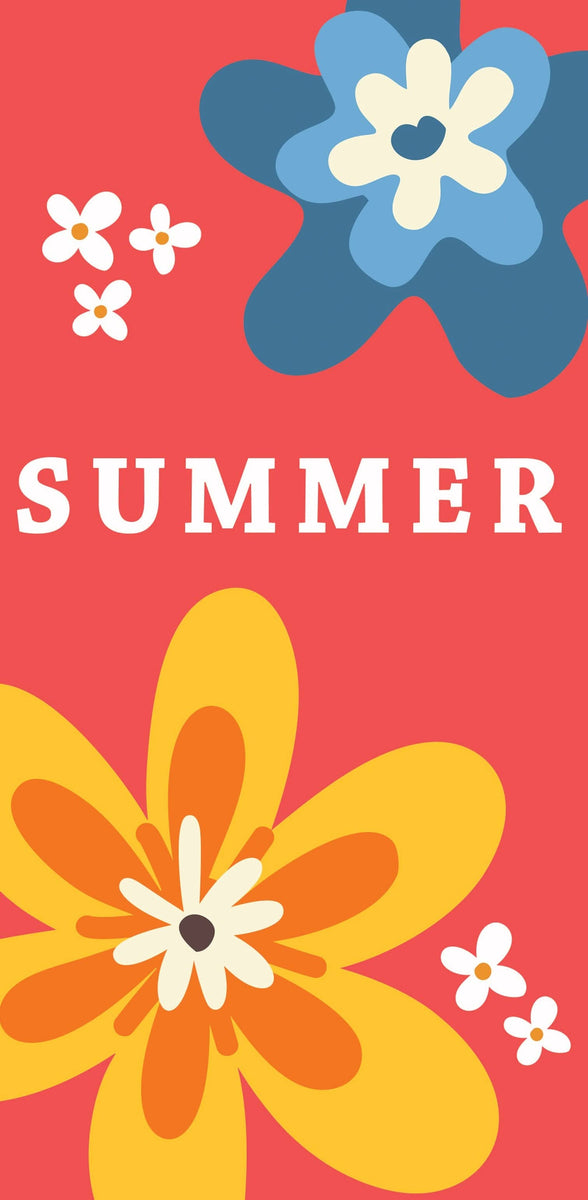 Summer - Flowers with Red Background Single Vinyl Banner – Dekra-Lite