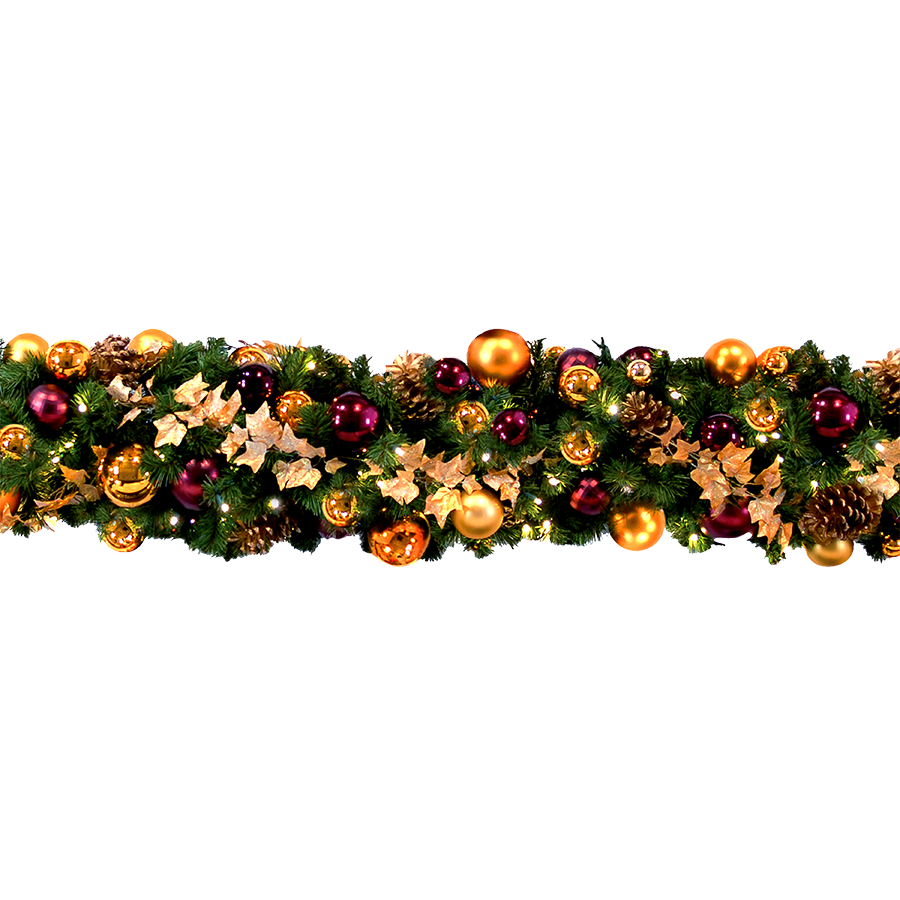 Traditional Tidings Pre-Decorated Garlands 10' Sections – Dekra-Lite